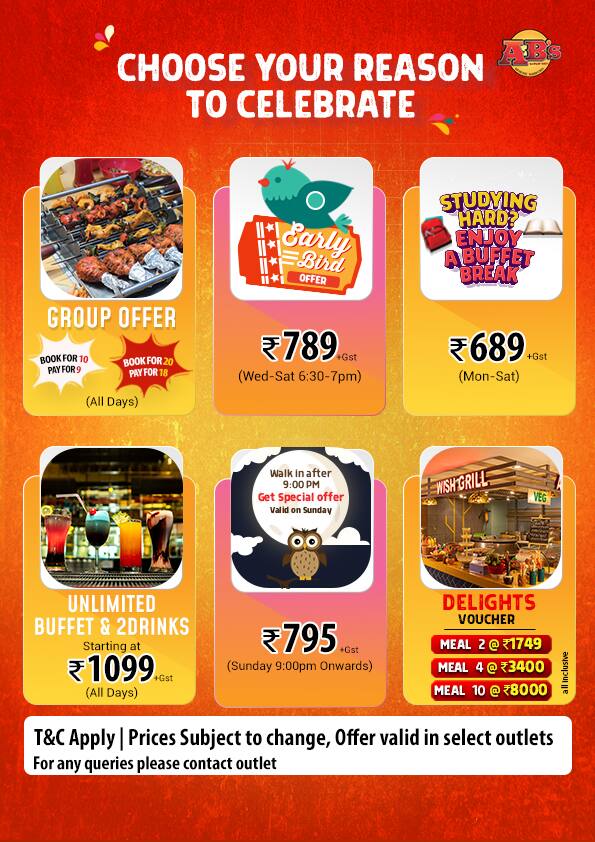 Menu of AB's - Absolute Barbecues, Vanasthalipuram, Hyderabad