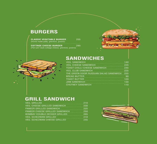 Menu at The Green Door, Mumbai