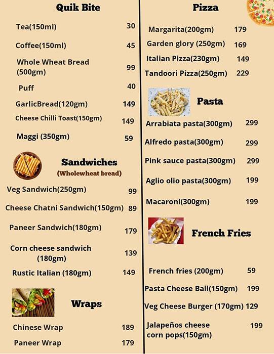 Menu of Sugar Lite Cafe, Infocity, Gandhinagar