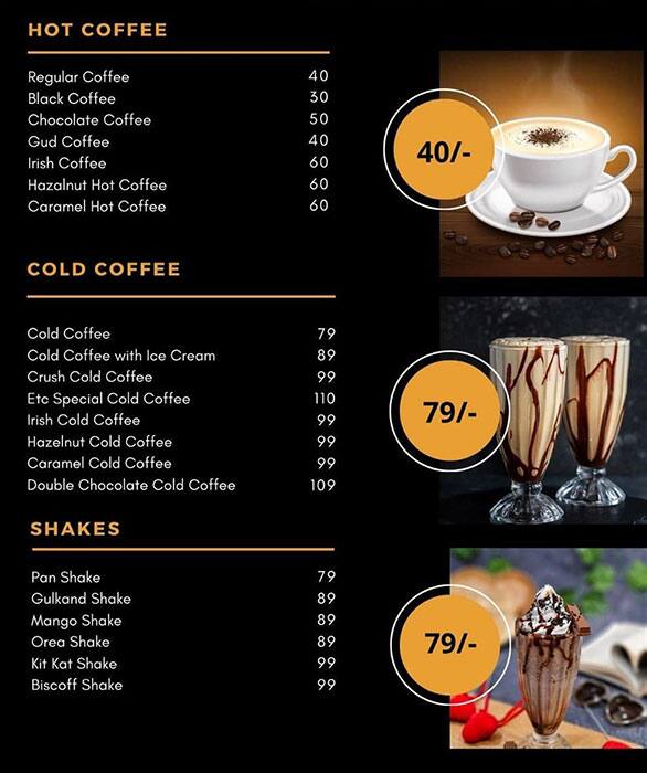 Menu of Cafe Etc, Ayodhya Nagar, Nagpur
