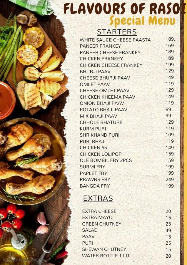Menu of Rasoi Of Flavour's, Kharadi, Pune