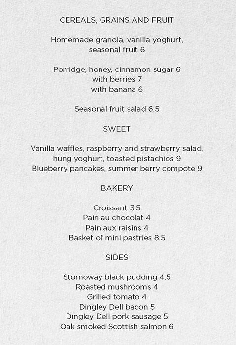 Menu at Berners Tavern pub & bar, London, 10 Berners St