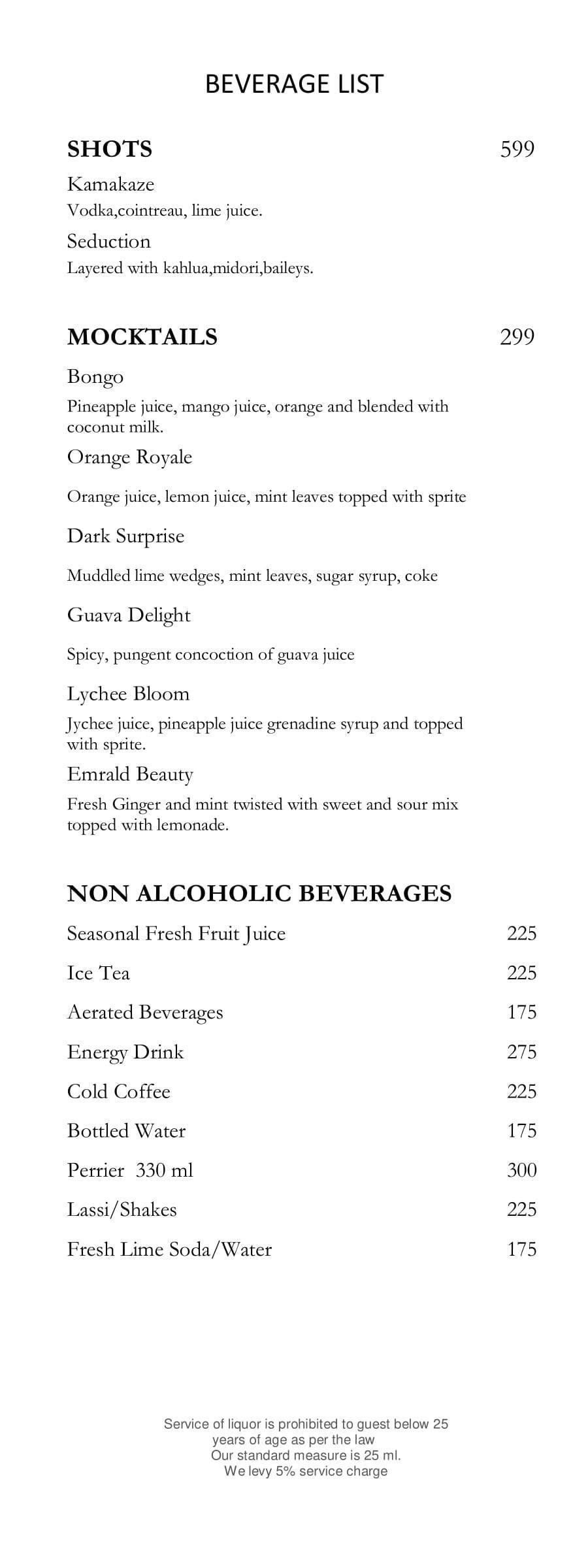 Menu at Cross Avenue - Radisson Blu, Greater Noida