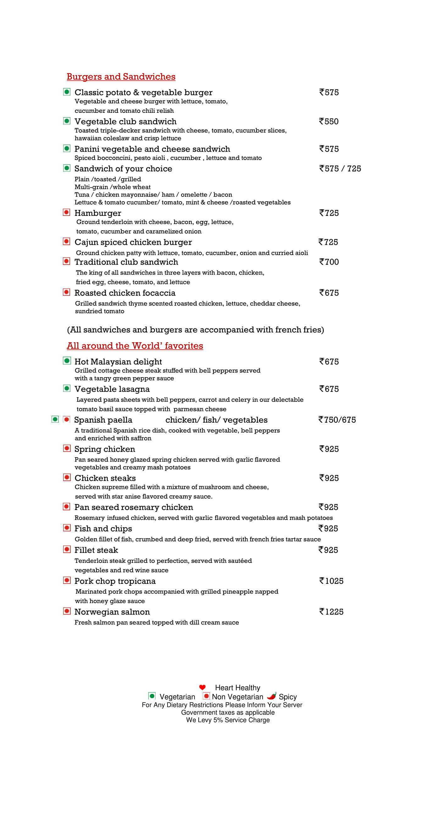 Menu at Cross Avenue - Radisson Blu, Greater Noida