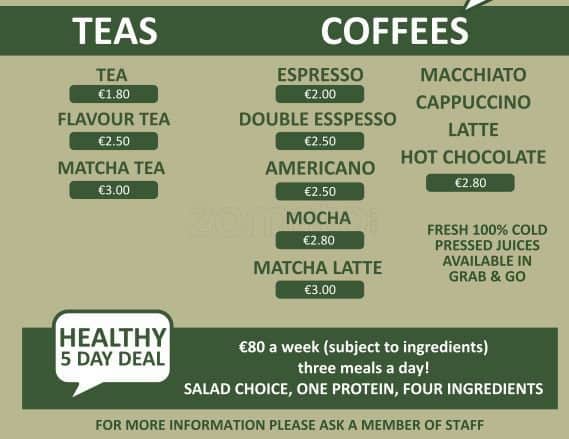 Menu at Chopped pub & bar, Dublin, 148 Baggot Street Lower