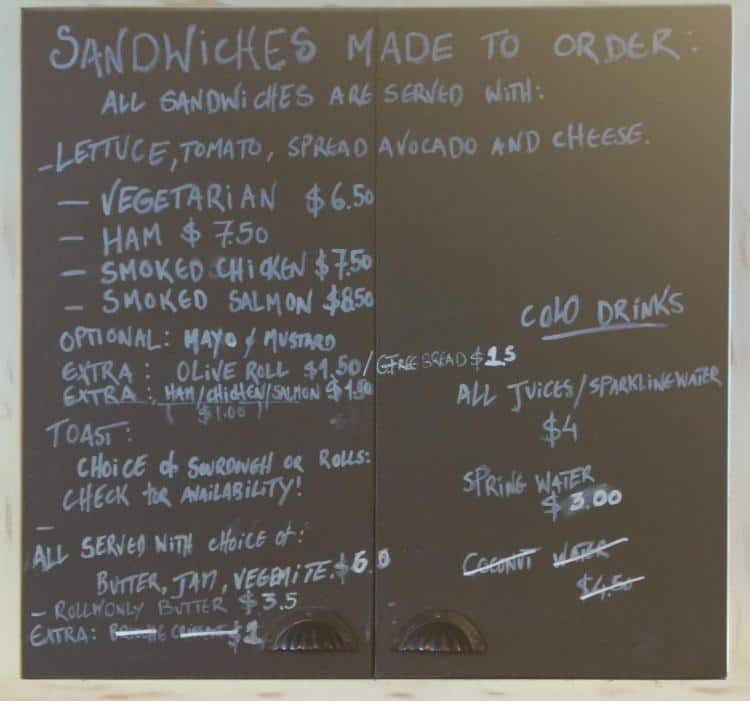 Menu at The Portuguese Bakery, Gymea