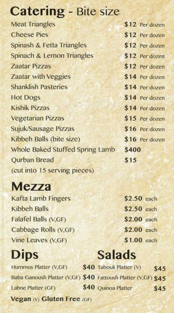 Menu at A1 Bakery, Coburg