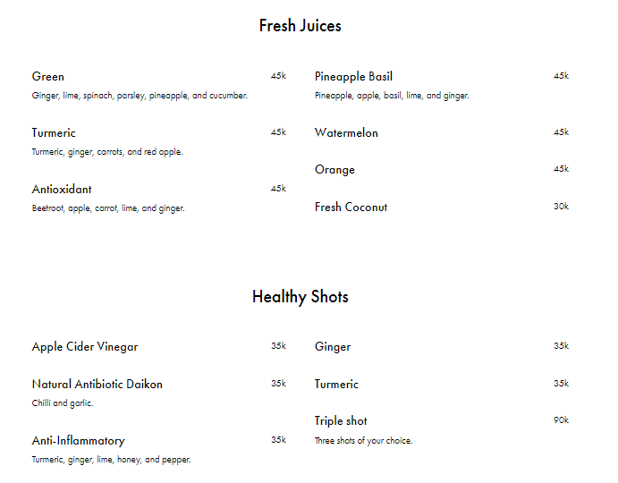 Menu at The Loft restaurant, Mengwi