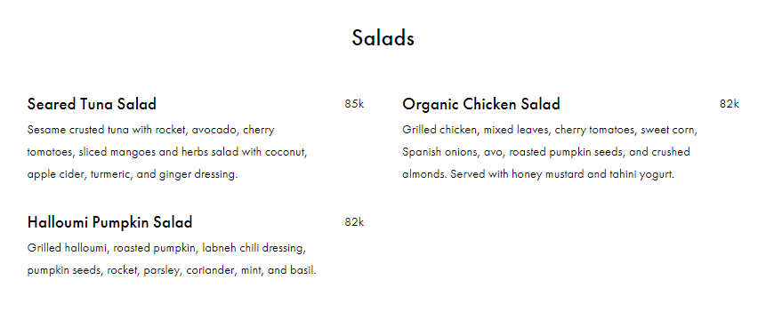 Menu at The Loft restaurant, Mengwi