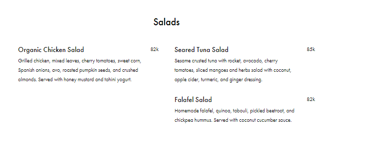 Menu at The Loft restaurant, Mengwi