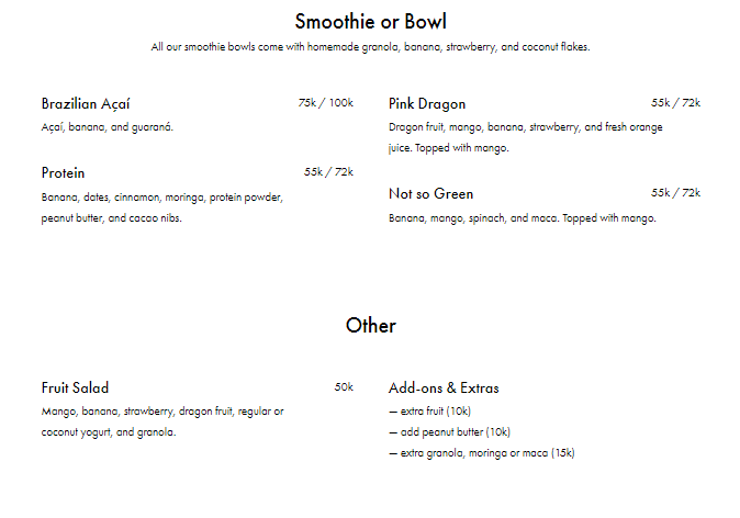 Menu at The Loft restaurant, Mengwi