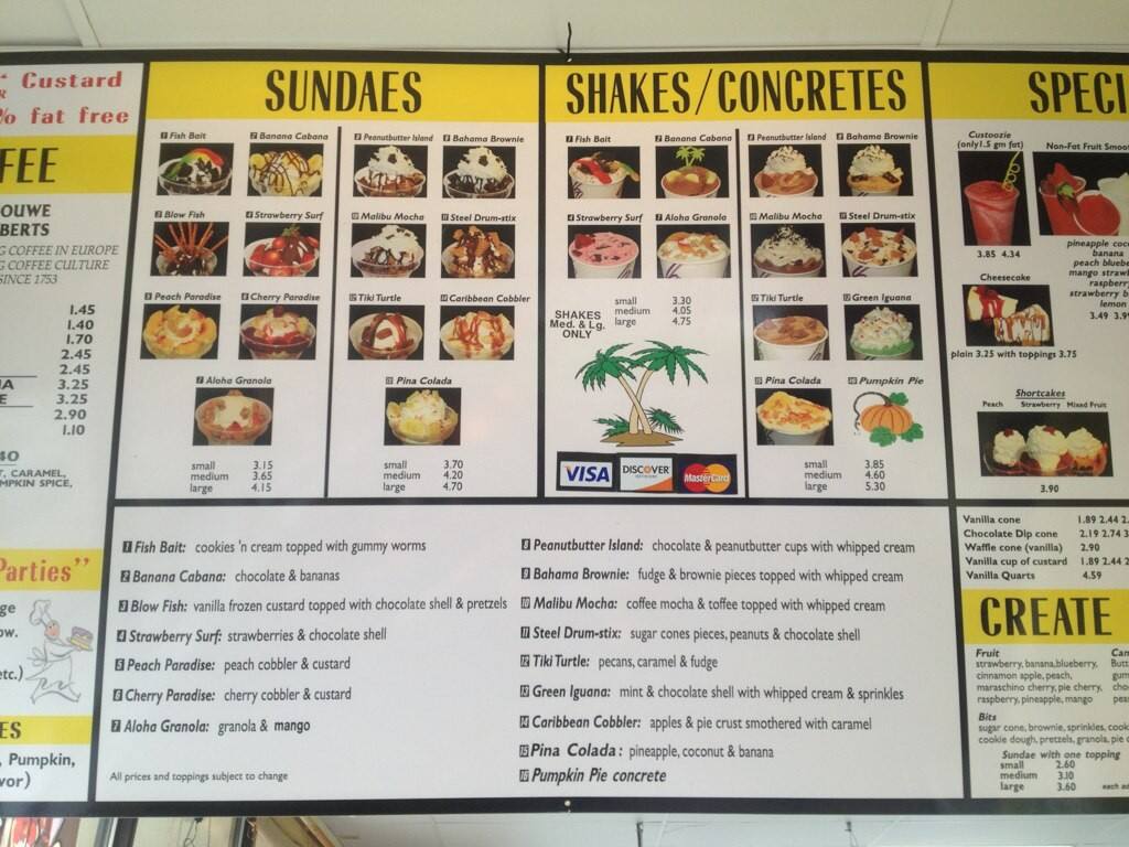 Menu at Custard Factory desserts, Rock Hill