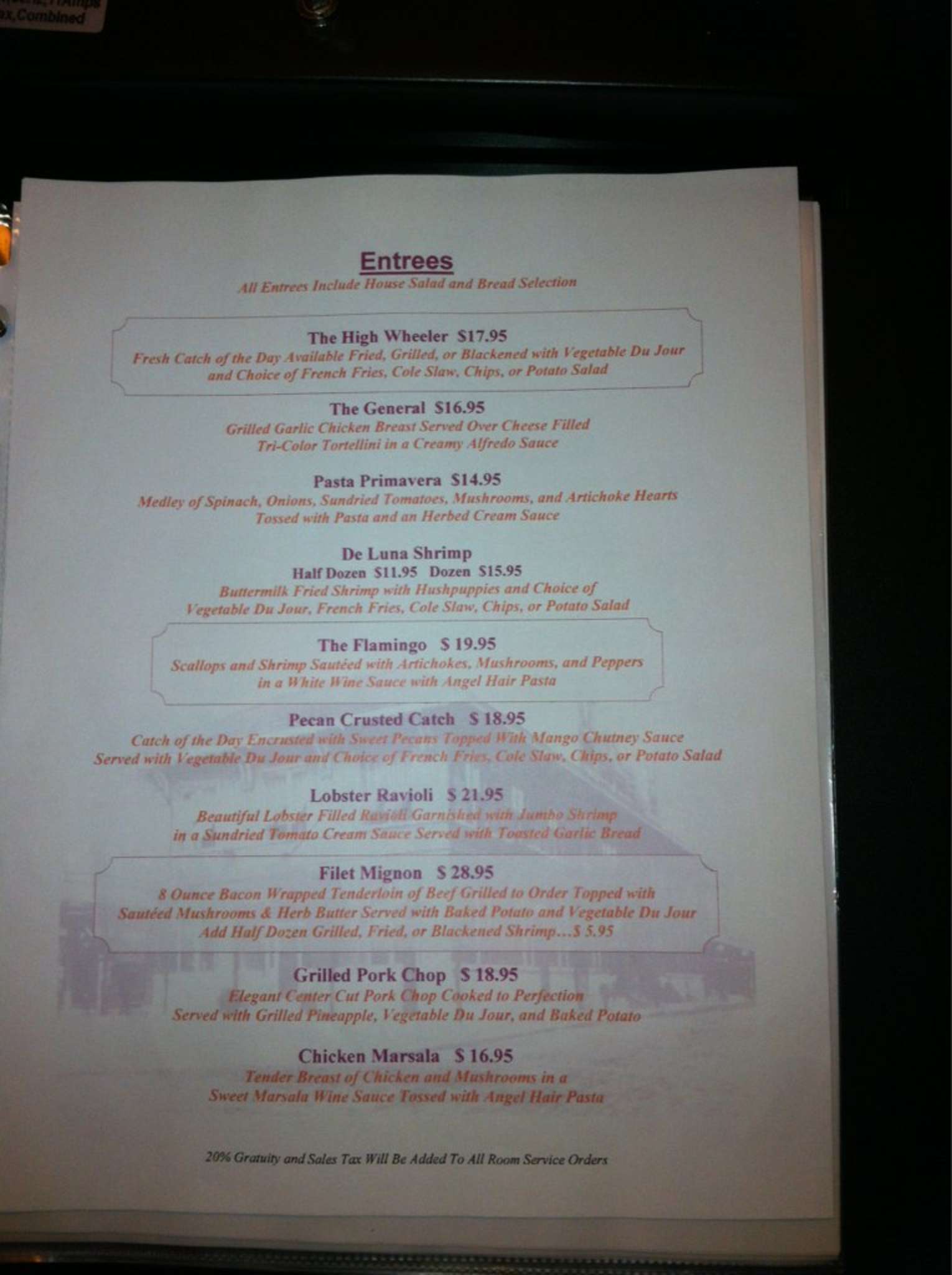 Menu at 1912 Restaurant, Pensacola