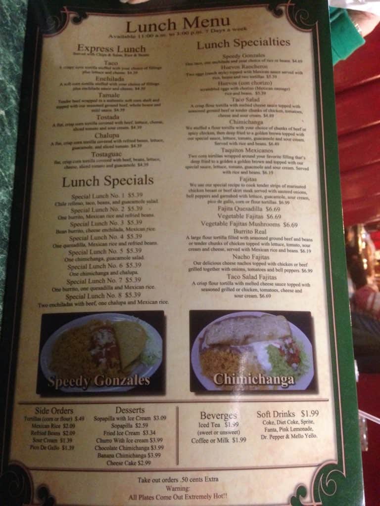 Menu at Fiesta Ranchera #3 restaurant, McMinnville, 505 N Chancery St