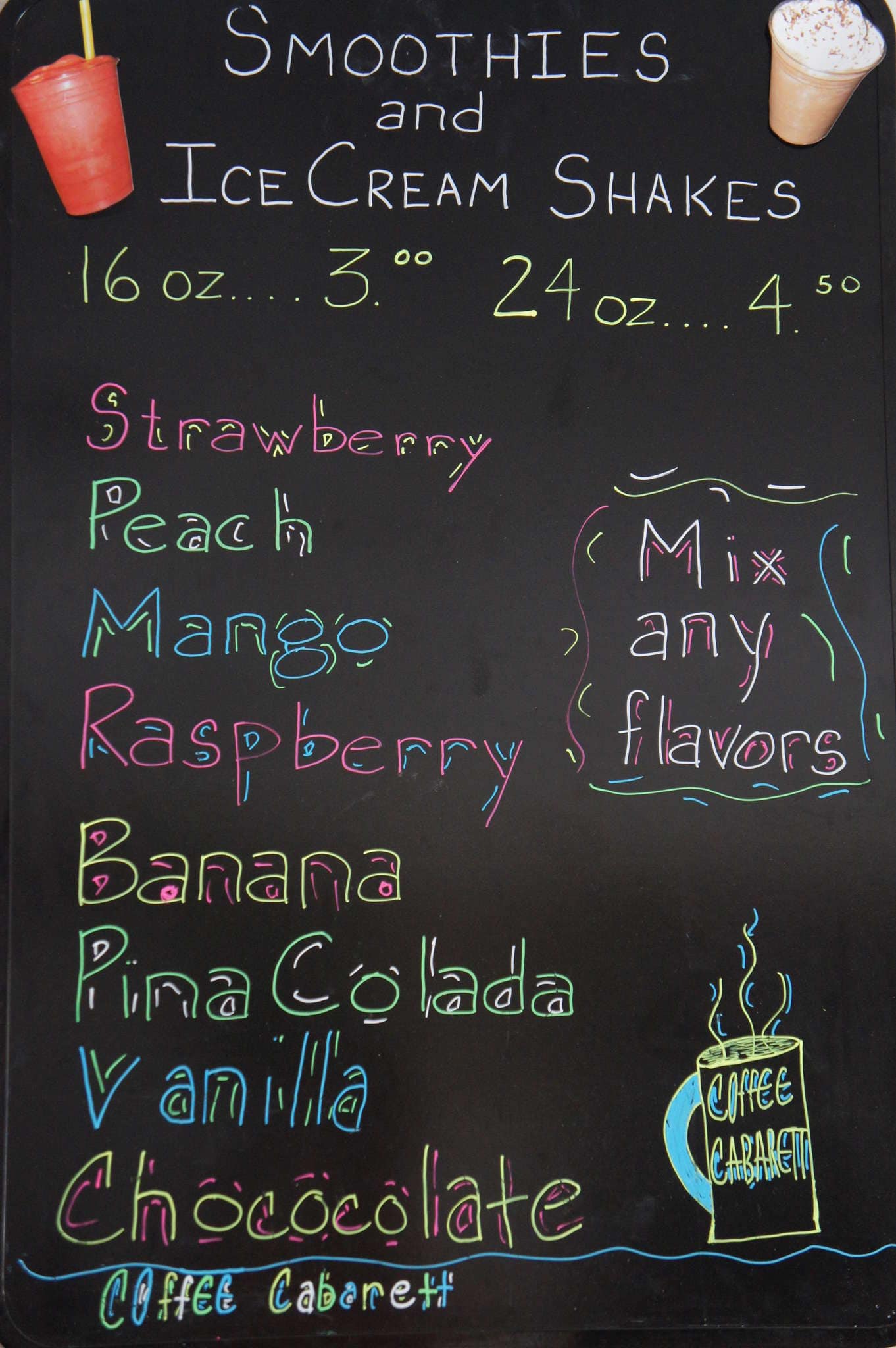 Menu at Coffee Cabaret, Mexia, 600 N Paris St