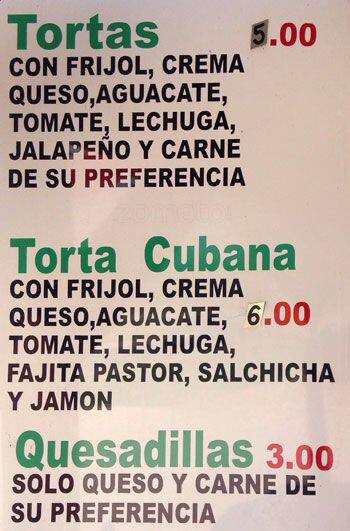 Menu at Taqueria Villanueva, Austin, Dessau Rd
