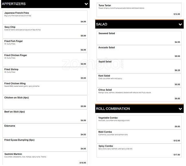 Amber Sushi Bar Menu, Menu for Amber Sushi Bar, Wichita, Wichita ...