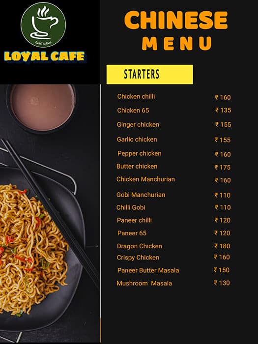 Menu of Loyal Cafe, Whitefield, Bangalore