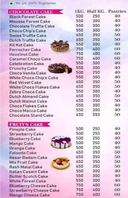 Menu of Sweet Destination Cake Shop, Chembur, Mumbai