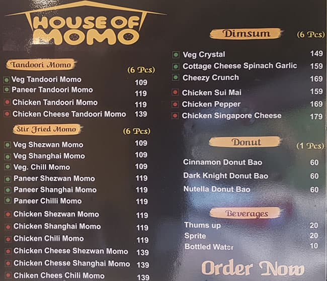 Menu of House Of Momo, Bhandup, Mumbai