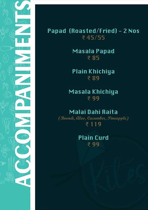 Menu at Kites, Chennai