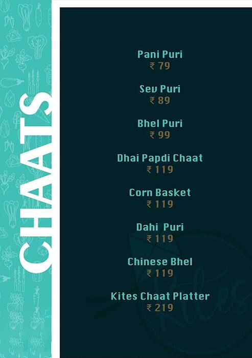 Menu at Kites, Chennai