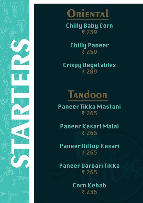 Menu at Kites, Chennai