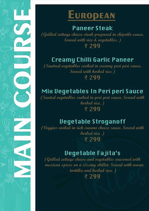 Menu at Kites, Chennai