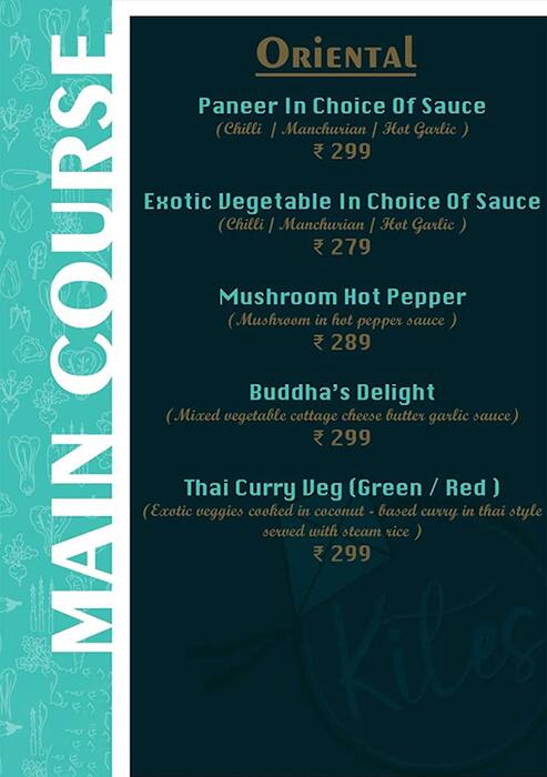 Menu at Kites, Chennai