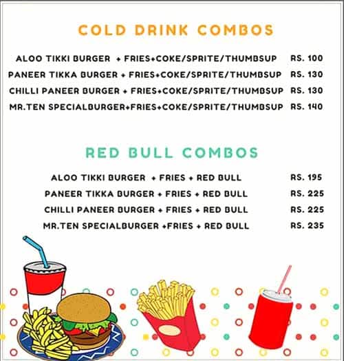 Menu at Mr. Ten, Lucknow