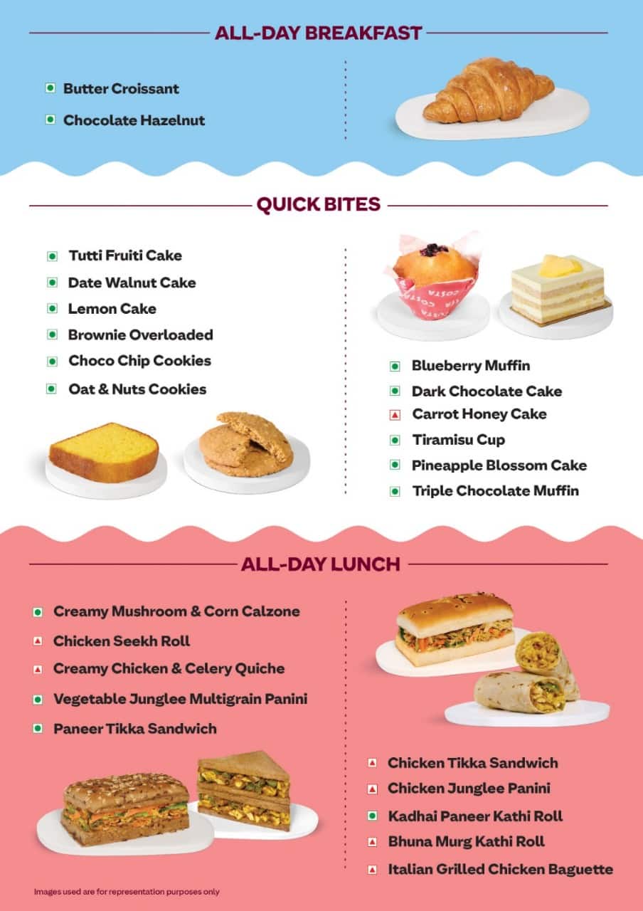 Menu of Costa Coffee, Dadar West, Mumbai