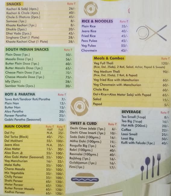 Menu of Sitaram's, Howrah Station Area, Howrah
