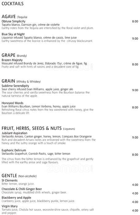 Menu at The Corner at Tate Modern cafe, London