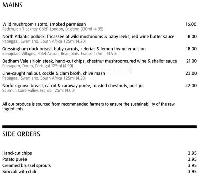 Menu at The Corner at Tate Modern cafe, London