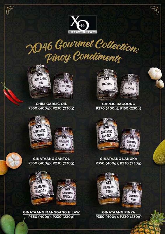 Menu at XO 46 Heritage Bistro restaurant, Makati, Kalayaan Avenue