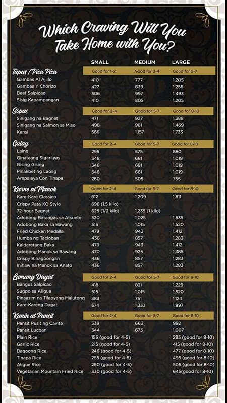 Menu at XO 46 Heritage Bistro restaurant, Makati, Kalayaan Avenue