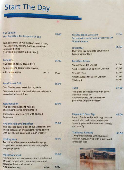 Speisekarte von Il Tramonto Coffee Shop cafe, Kapstadt, 111