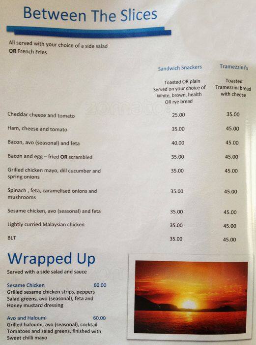 Speisekarte von Il Tramonto Coffee Shop cafe, Kapstadt, 111