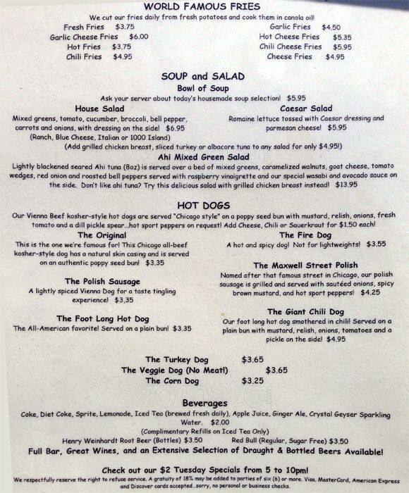 Menu at Stadium Pub, Walnut Creek