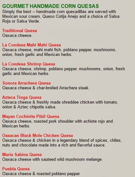 Menu at La Santisima cafe, Phoenix, 1919 N 16th St