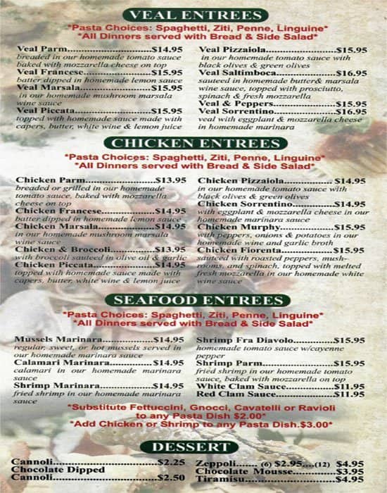 Menu at Luigi's Pizza of Ocean pizzeria, Ocean Township