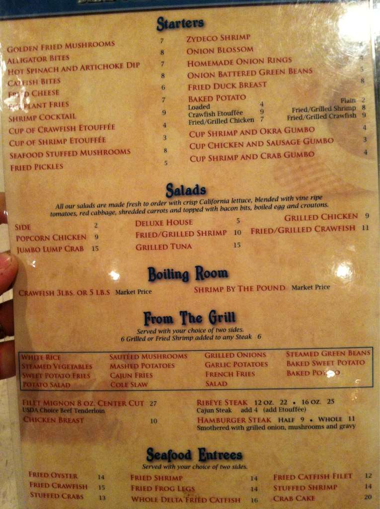 Menu at Mike's Seafood and Steakhouse, Jennings