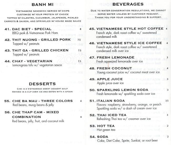 Menu at Pho Spot restaurant, San Jose, Blossom Hill Rd