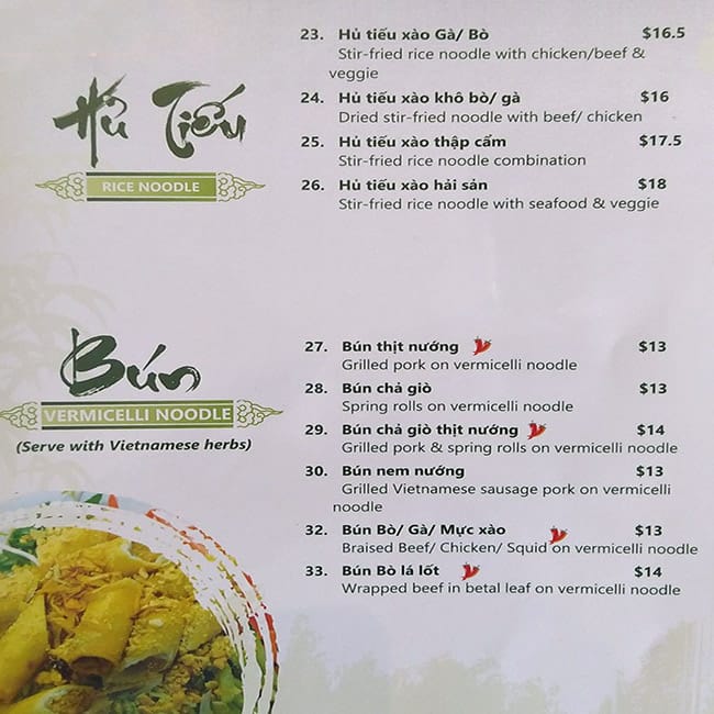 Menu at Blue Bamboo restaurant, Braybrook