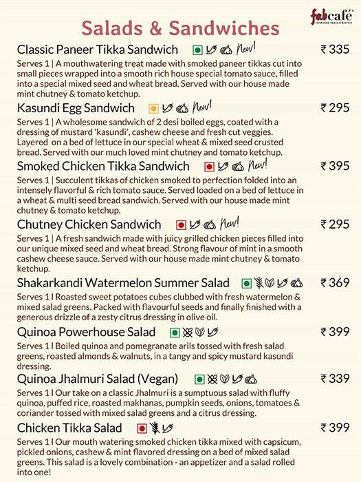 Menu at Fabcafe By Fabindia, Coimbatore