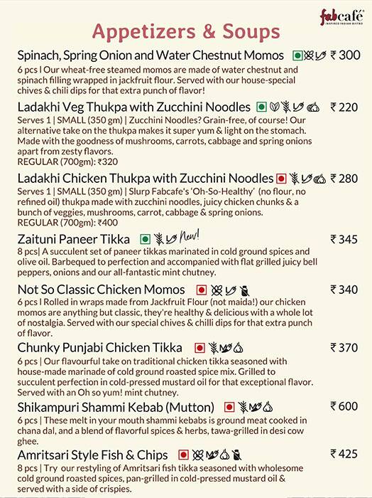 Menu at Fabcafe By Fabindia, Coimbatore