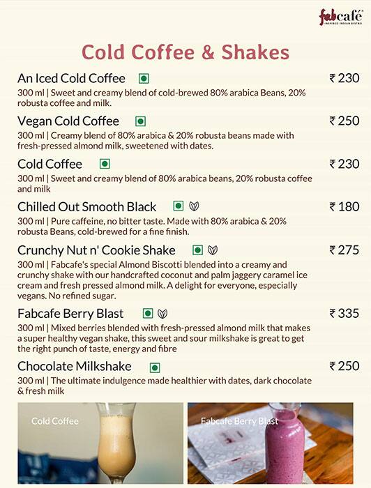 Menu at Fabcafe By Fabindia, Coimbatore