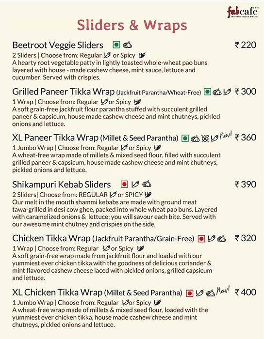 Menu at Fabcafe By Fabindia, Coimbatore