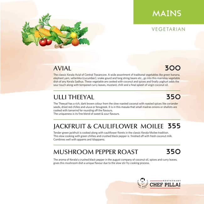 Menu at Restaurant Chef Pillai Whitefield Bangalore, Bengaluru