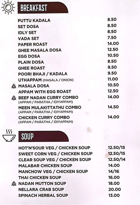 Menu of Nellara, Qusais, Dubai
